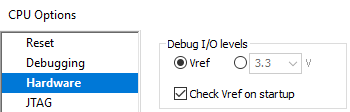 Setting debug interface voltage levels (Vref) - TASKING Support